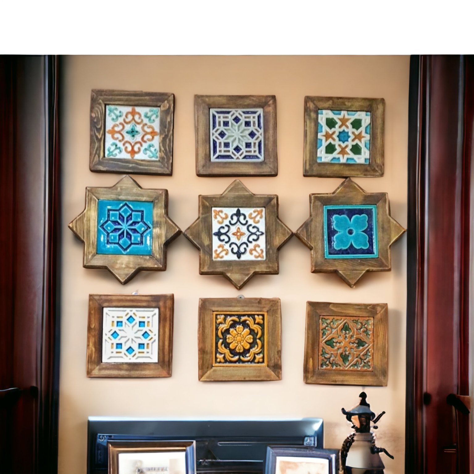 Wall Collage of Wooden and Ceramics Wall frames for Wall Decor ...