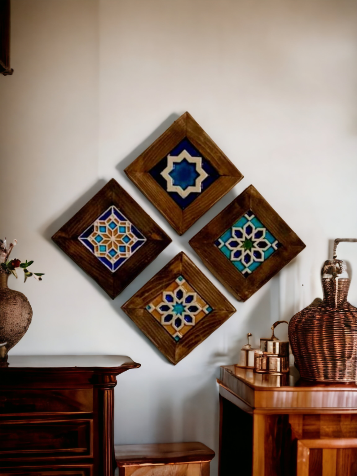Wall Collage of Wooden and Ceramics Wall frames for Wall Decor ...